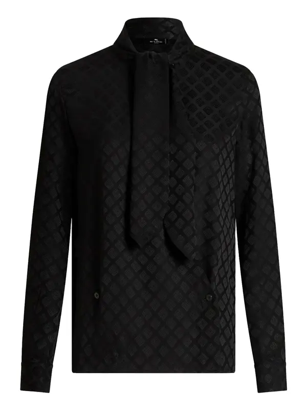 Etro Scarf-collar Jacquard Shirt - Black