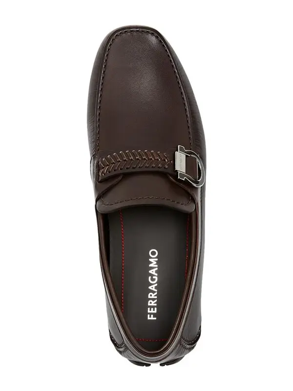 FERRAGAMO Calipso Gancini Leather Drivers - Testa Di Moro