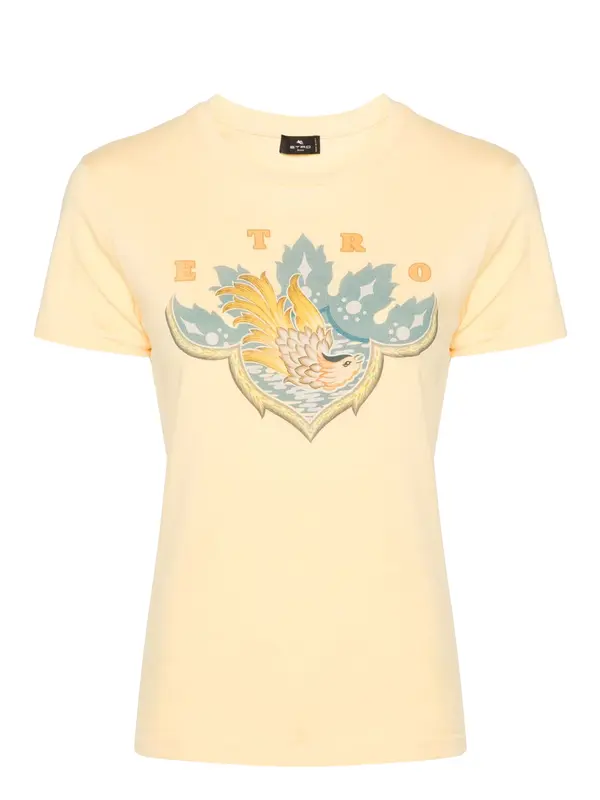 Etro Graphic-print Cotton T-shirt - Yellow