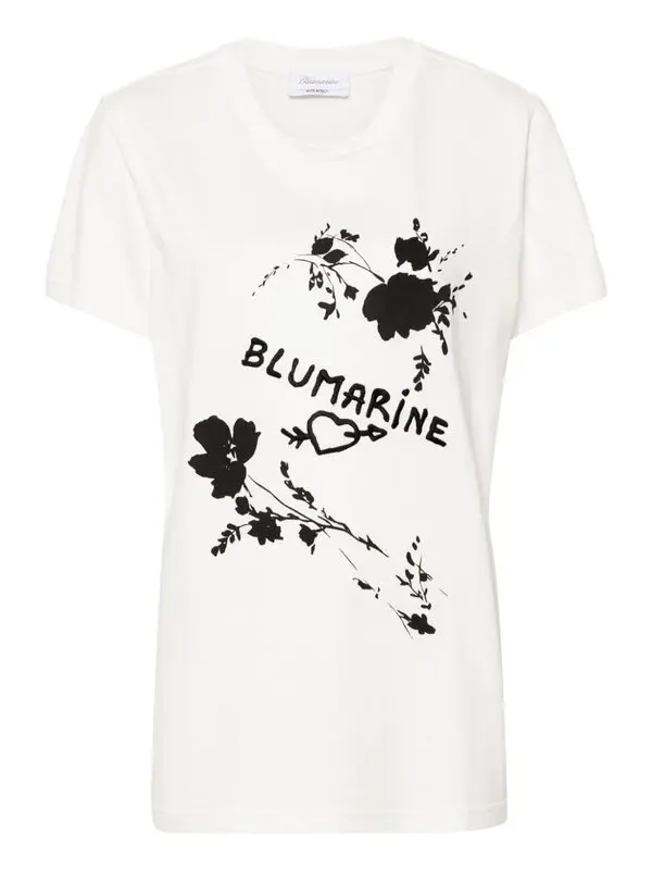 Blumarine Logo-embroidered T-shirt - White