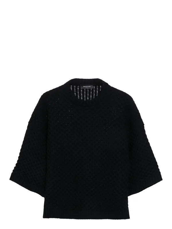 Fabiana Filippi Grid-stitch Knit T-shirt - Black