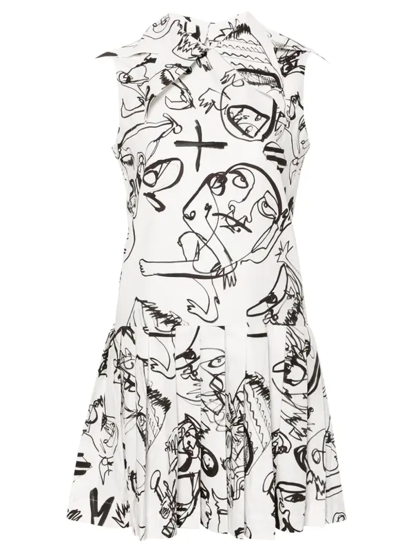 CHARLES JEFFREY Abstract Printed Mini Dress - White