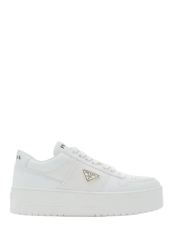 Prada Downtown Platform Leather Sneakers - White