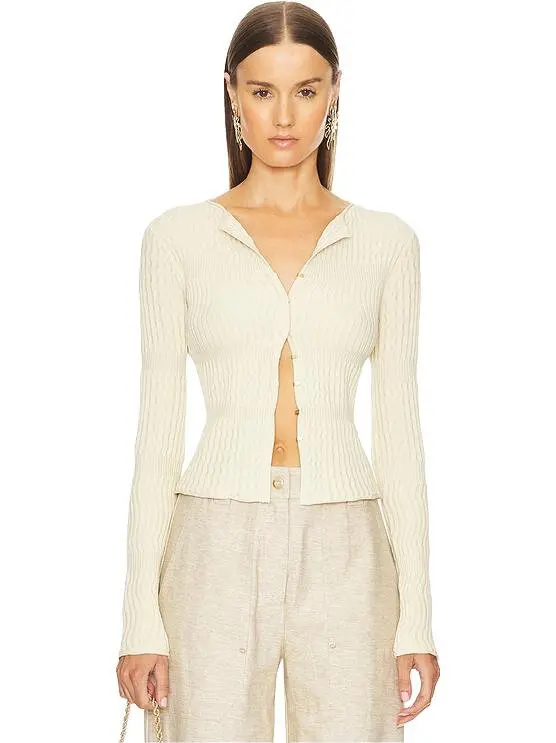 Cult Gaia Irena Knit Cardigan In Cream - Beach