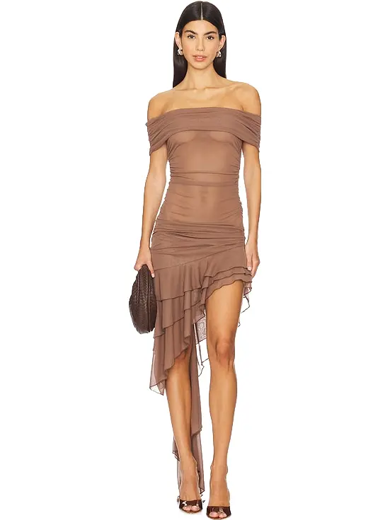 Nbd Fernanda High Low Dress - Brown