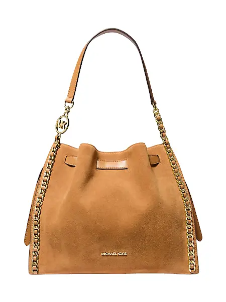 Michael Kors Mina Large Suede Shoulder Bag - Brown