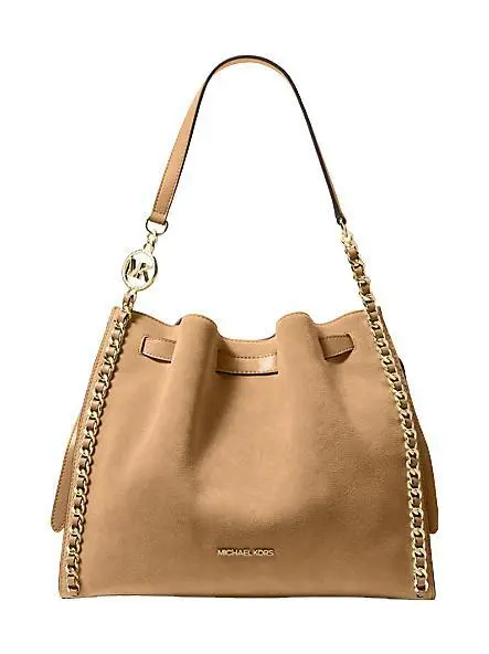 Michael Kors Mina Large Suede Shoulder Bag - Brown