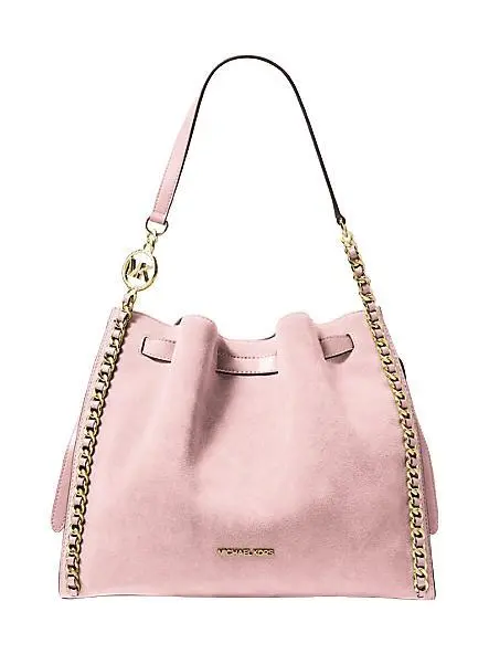 Michael Kors Mina Large Suede Shoulder Bag - Pink
