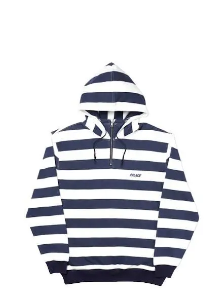 PALACE Tri-stripe Zip Hood - White/navy Blue