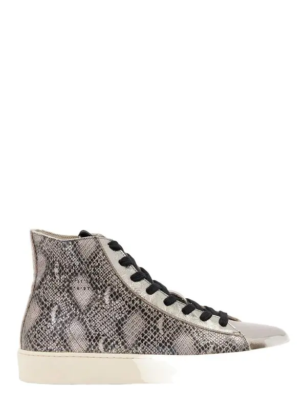 ALLSAINTS Tana Snake Print High Top Sneakers - Silver