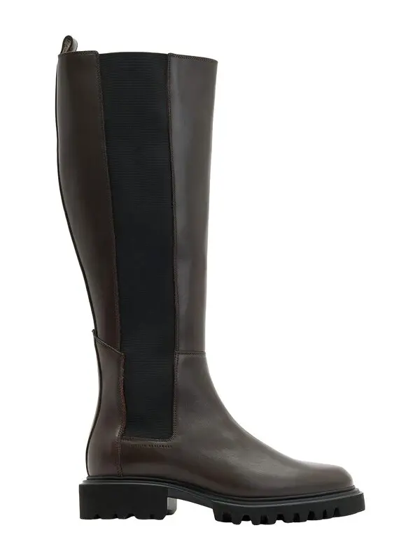 ALLSAINTS Maeve Leather Knee High Boots - Brown