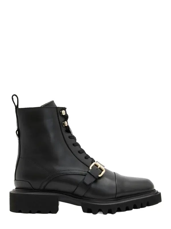 ALLSAINTS Tori Leather Boots - Black / Warm Brass