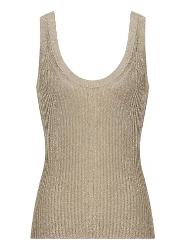 REISS Imogen Metallic Knitted Vest - Gold
