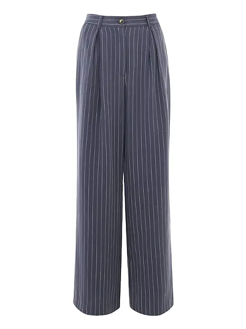Whistles Relaxed-fit Pinstripe Trousers - Blue