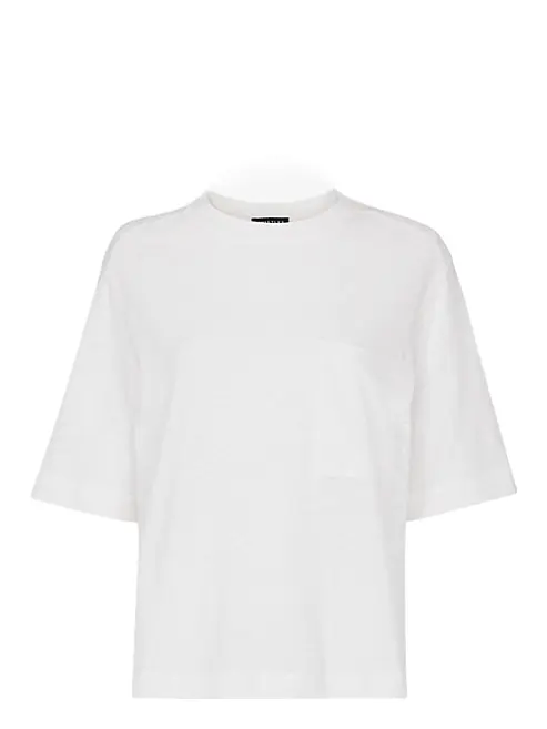 Whistles Relaxed-fit Cotton And Linen-blend T-shirt - White