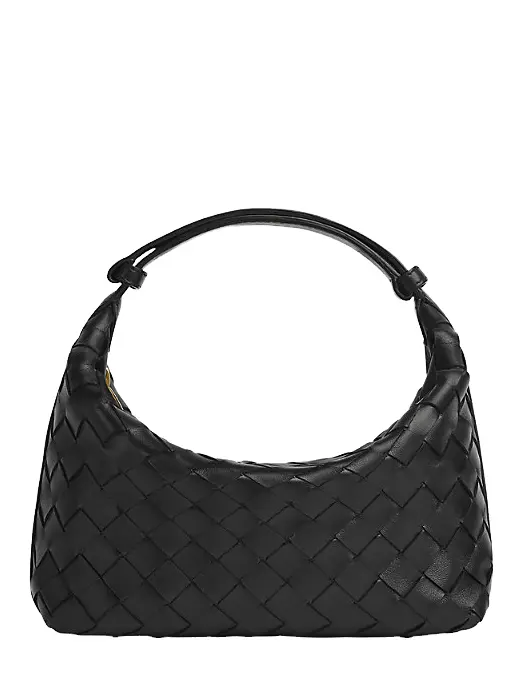 Bottega Veneta Wallace Mini Leather Top Handle Bag - Black/gold