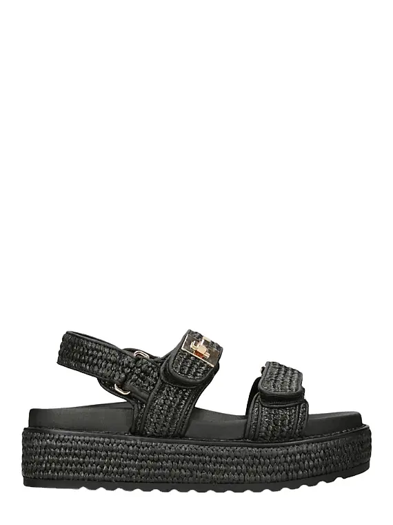 Steve Madden Millo Double-strap Raffia Sandals - Black