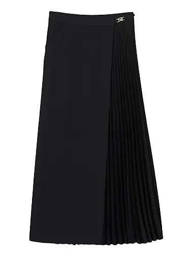 Sandro Chain-embellished Pleated Maxi Skirt - Noir / Gris