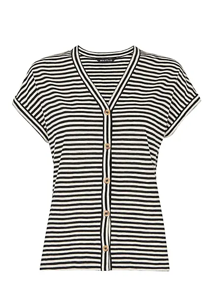 Whistles Jilly Striped Cotton Top - Black