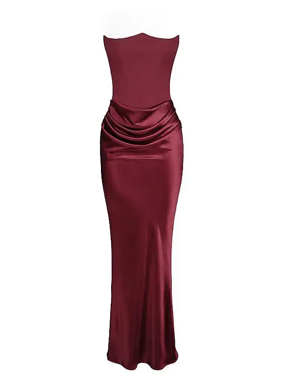 House Of Cb Persephone Strapless Corset Maxi Dress - Wine