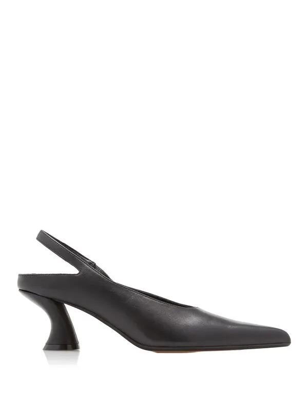 Dries Van Noten Leather Slingback Pumps With Sculptural Heel - Black
