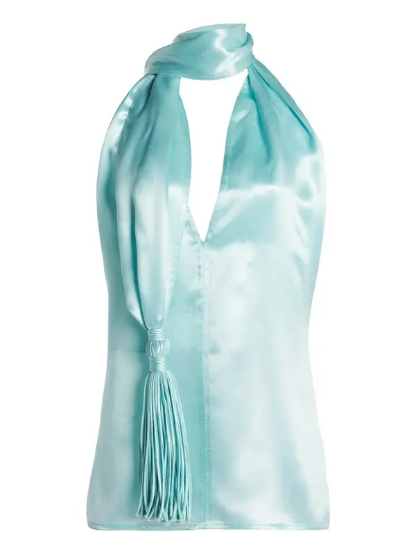 Bottega Veneta Tasseled Halter Top - Blue