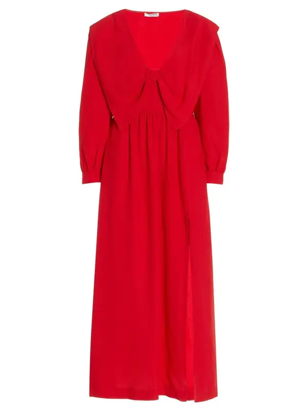 Miu Miu Satin Sable Midi Dress - Red