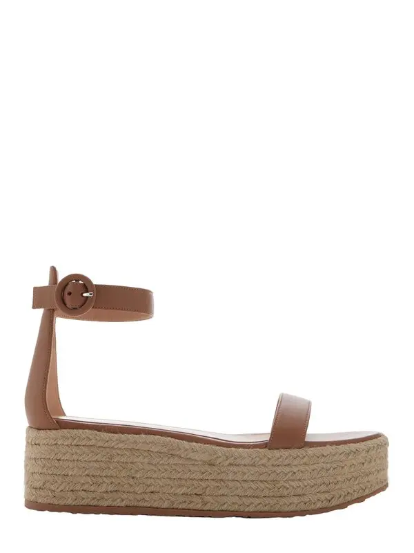GIANVITO ROSSI Leather Platform Sandals - Neutral