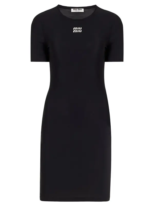 Miu Miu Knit Jersey Mini Dress - Black