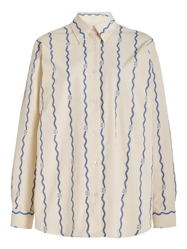 YAITTE Bouy Wave-patterned Cotton Fil Coupé Shirt - White