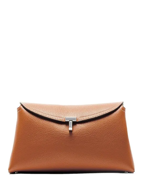 TOTEME T-lock Leather Clutch - Tan