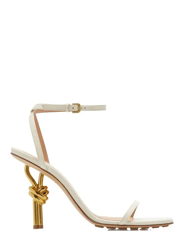 Bottega Veneta Knot Leather Heeled Sandals - White