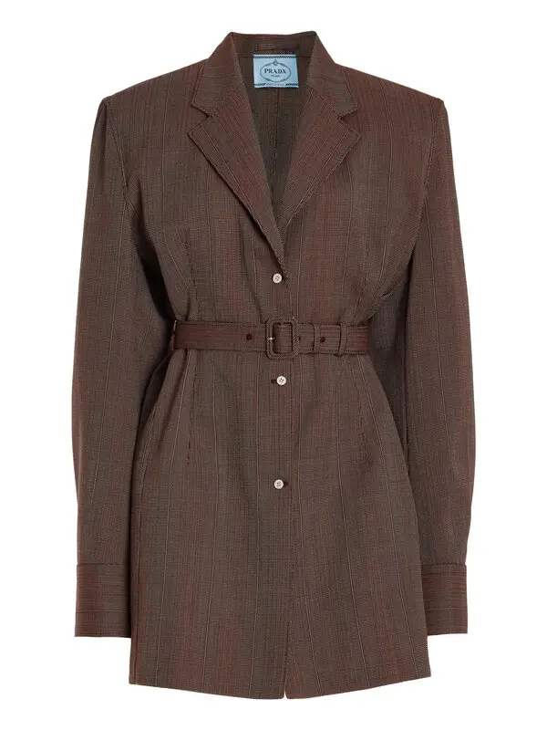 Prada Single-breasted Pinstriped Wool Jacket - Grey