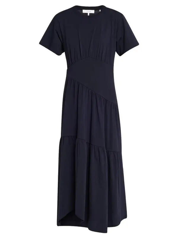FRAME Short-sleeve Gathered Maxi Dress - Navy