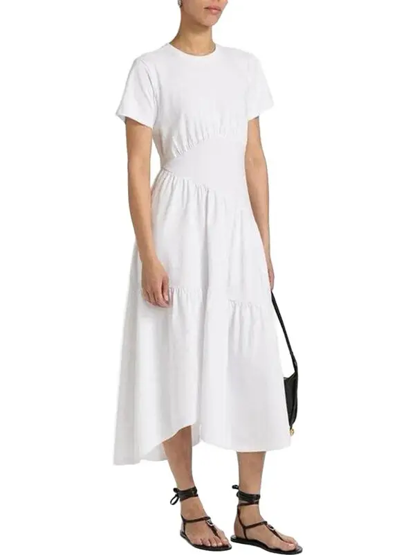 FRAME Short-sleeve Gathered Maxi Dress - White