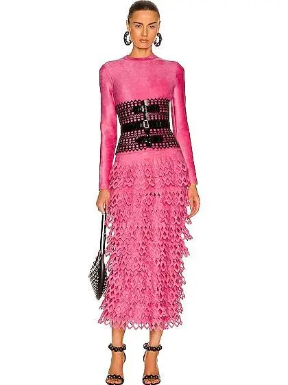 Alaïa Long Velvet Dress - Candy
