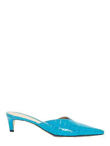 Bottega Veneta Punta Mule Pump In Croc-embossed Leather - Pool