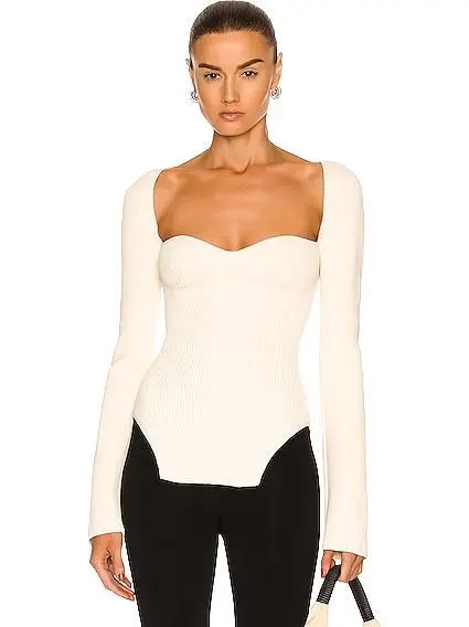 Khaite Maddy Long Bustier Top - Cream