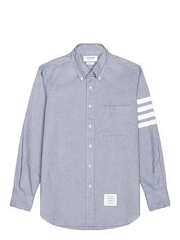 Thom Browne Straight Fit Bar Shirt - Light Blue