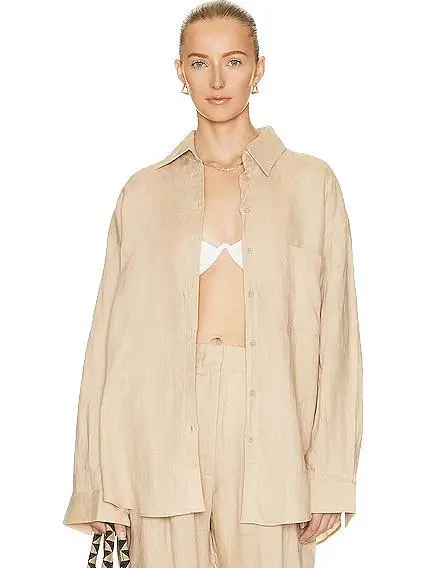 AEXAE Linen Woven Shirt - Beige