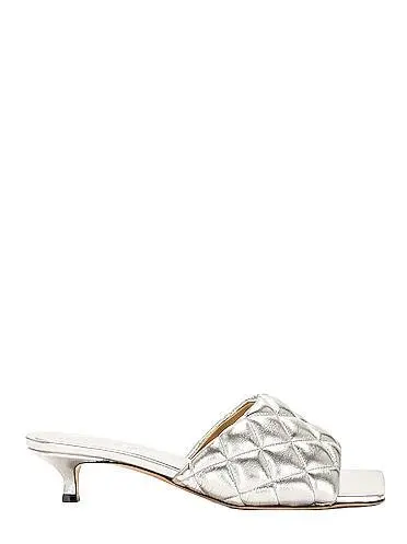 Bottega Veneta Padded Mule Sandal - Silver