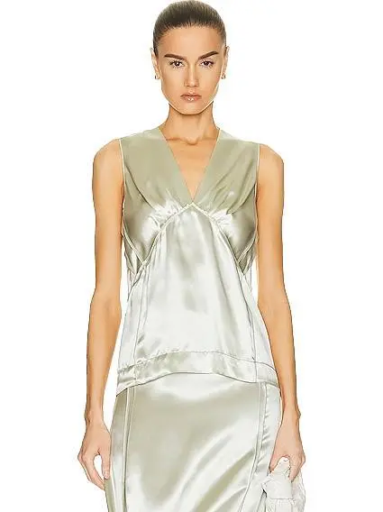Bottega Veneta Ruffle Satin Blouse - Frosting