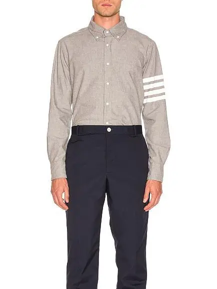 Thom Browne Bar Chambray Shirt - Medium Grey