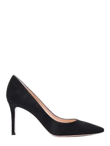 GIANVITO ROSSI Suede Pointed Toe High Heel Pumps - Black