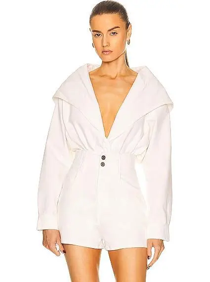 Alaïa Denim Bodysuit - Blanc