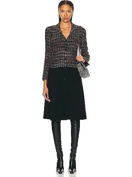 Chanel Boucle Mix Tweed Coat - Multi Black