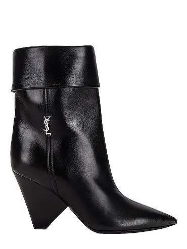 Saint Laurent Niki Leather Booties - Nero
