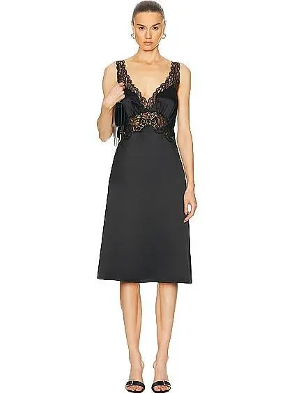 Saint Laurent Satin Lace Dress - Noir