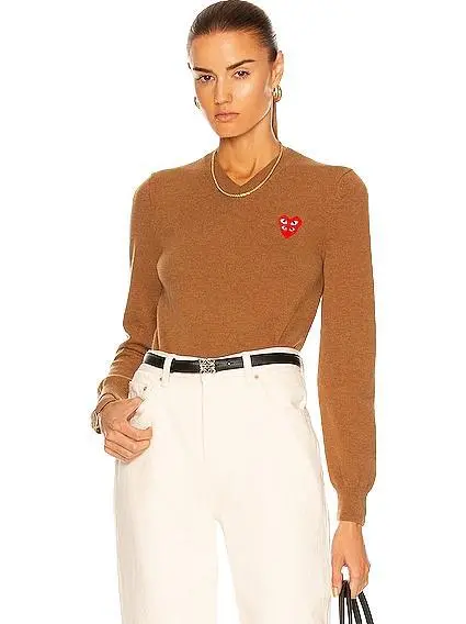 Play Comme Des Garcon V-neck Pullover - Brown