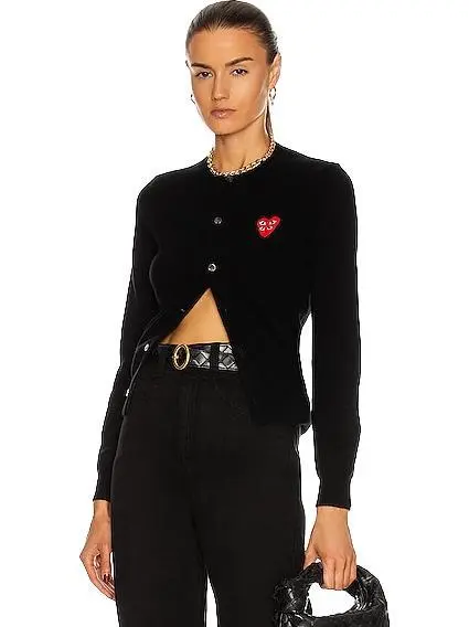 Play Comme Des Garcon Wool Cardigan - Black